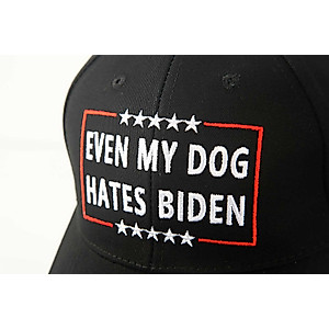 Even My Dog Hates Biden Funny Anti Biden Humorous Sarcastic Political Joke Conservative Anti Liberal Pro America Hat Adjustable Baseball Cap Unisex Men&Women Black