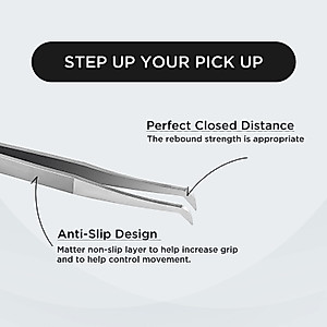 Volume Lash Tweezers Beyelian Lash Tweezers for Eyelash Extensions, Curved L High Precision Tip for Mega Fans, Stainless Steel AS09 Silver.
