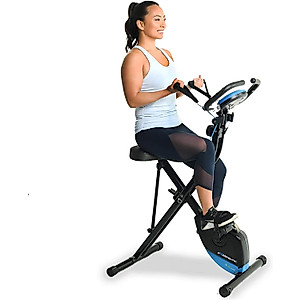 Exerpeutic Bluetooth Smart Foldable Bike with Resistance Bands and Free MyCloudFitness App, Black Folding Bike