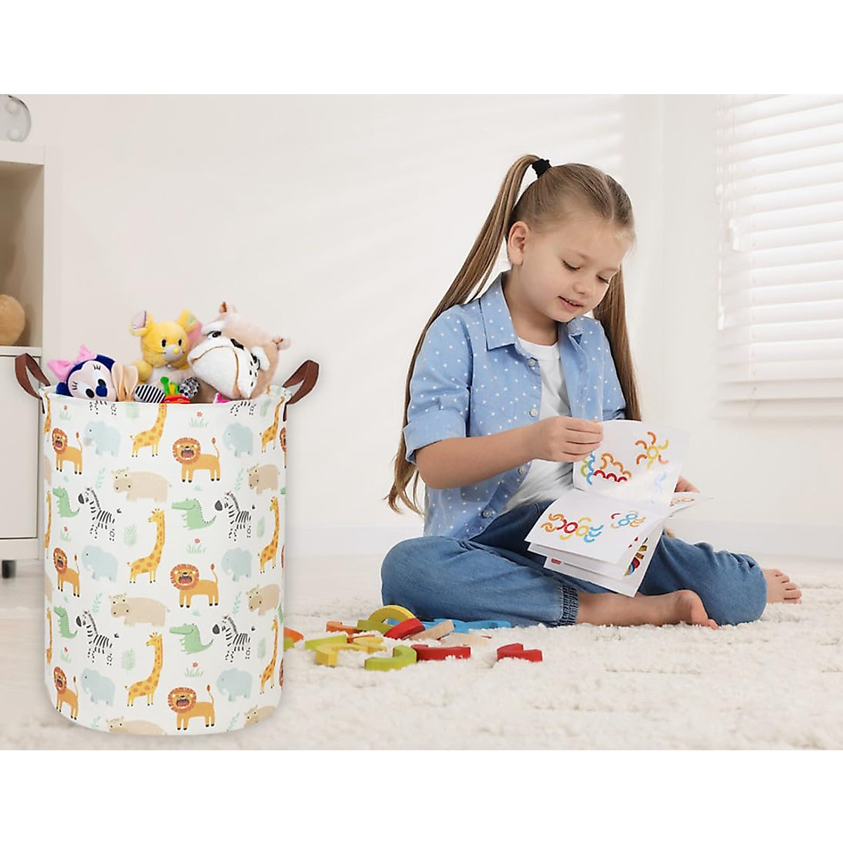 DDBASKET Kids Laundry Hamper Baby Hamper for Nursery Boy and Girl .Animal Hamper Cute Kids Toys Storage Bin Organizer Room Decor for Home(Cute animal)