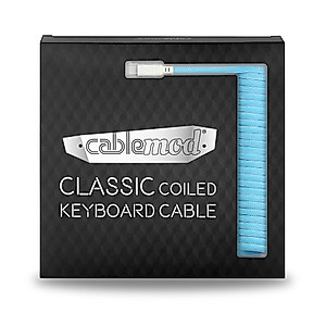 CableMod Classic Coiled Keyboard Cable (Blueberry Cheesecake, USB A to USB Type C, 150cm)