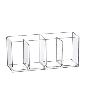 Amazing Abby - Glamour - Acrylic 4-Compartment Makeup Organizer, Transparent Plastic Makeup Brush Holder, Perfect Bathroom Vanity Storage Solution for Makeup Brushes, Eyebrow Pencils, and More