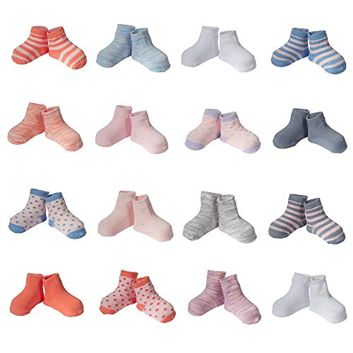 Little Me Baby Girl Socks, 16 Pairs, Multi, 0-24 Months
