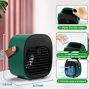 Portable Air Conditioners, 5200mAh Rechargeable Mini Air Conditioner Duration 5-10 hrs, Personal Air Cooler with 3 Speeds, Small Desk Air Conditioner for Bedroom, Office, Outdoor