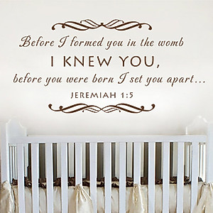Baby Nursery Wall Decal - Before I Formed You in The Womb Christian Scripture Wall Decal (Brown, X-Large)