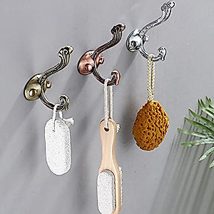 XUEBEI Pack of 4 Vintage Style Antique Hooks Rustic Coat Hooks Aluminum Heavy Duty Wall Hooks for Hanging Coats, Purse & Clothes in Hallway, Closets, Bathroom