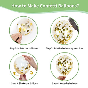 RUBFAC 65 Pcs 12 Inches Sage Green Gold Confetti Balloons Kit, Green Gold Sand White Party Balloons with Ribbons for Tiana Birthday, Wedding, Baby Shower, Graduation, Eucalyptus Party Decorations