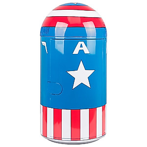 Marvel Comics Captain America Vintage Uniform Pattern Thermoelectric Cooler Mini Fridge, red/White/Blue, 14 L