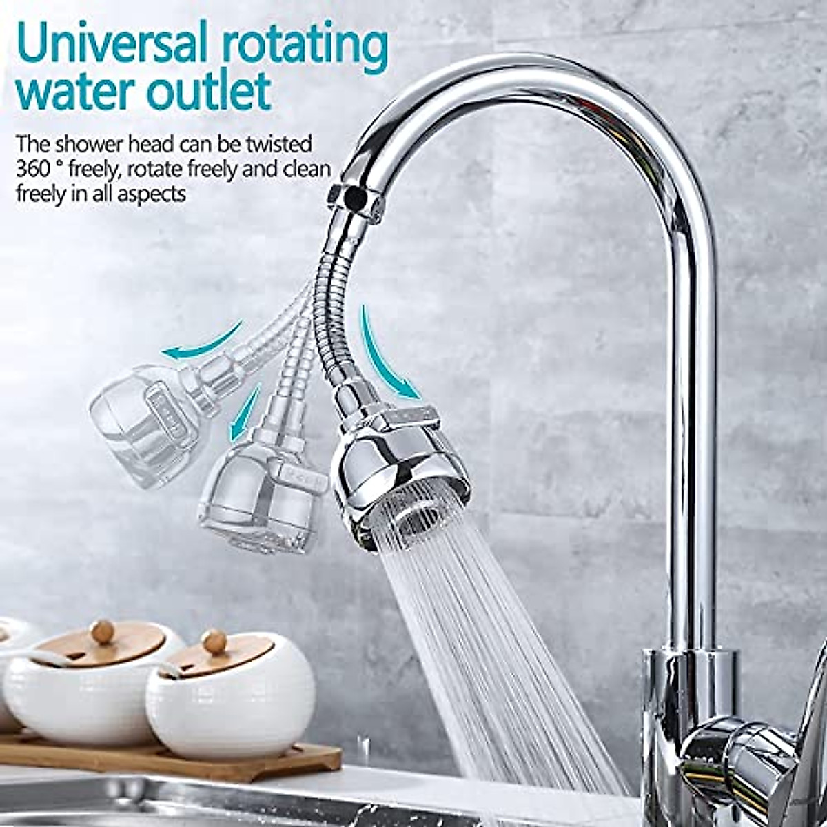 Newly Upgraded 360° Rotatable Faucet Nozzle, Removable Kitchen Faucet Nozzle Replacement, Splash-Proof Faucet Booster Shower and Water-Saving Faucet for Kitchen Bathrooms