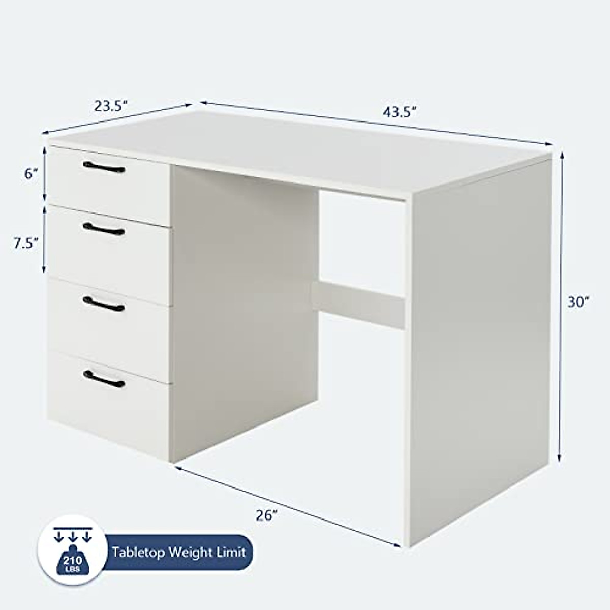 Tangkula White Desk with 4 Storage Drawers, Home Office Writing Desk, Modern Executive Desk, Laptop PC Desk, Vanity Makeup Table, Computer Workstation for Bedroom, Study Room, Office
