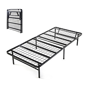topfresh Twin Bed Frame Foldable Bed Frame Heavy Duty Metal Platform Bed Frame Twin Size Underbed Storage 14 Inches High Bed Frame No Box Spring Needed Black Sturdy Steel Bed Frame