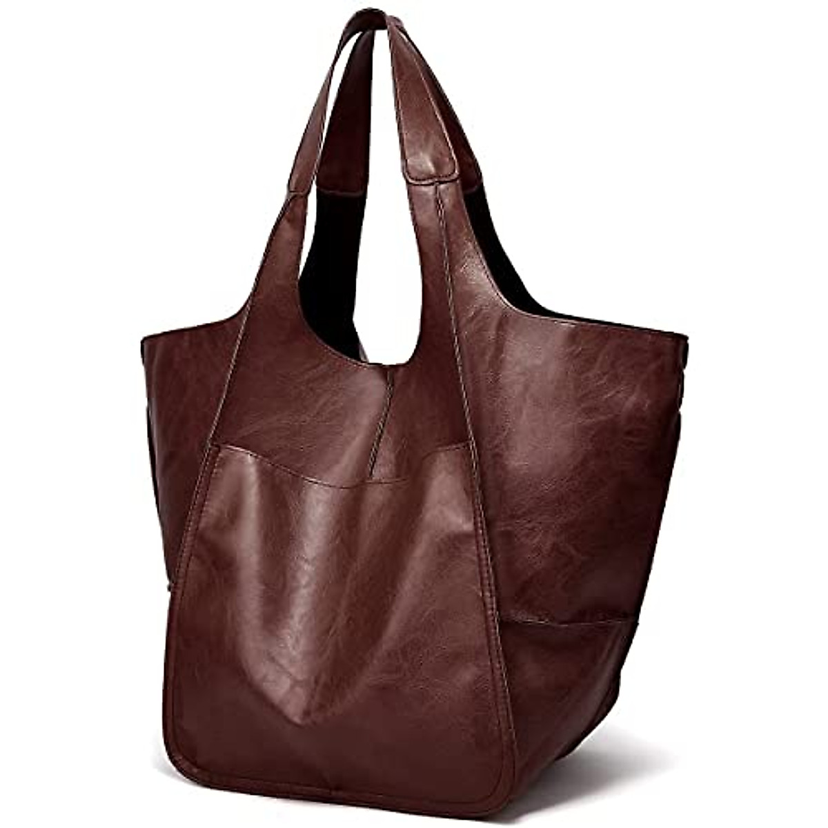 LXMISSX 2023 New Ladies Leather Satchel Tote Bag | Casual Soft Large Capacity Tote Women Handbags,Pu Leather Shoulder Bag (coffee)
