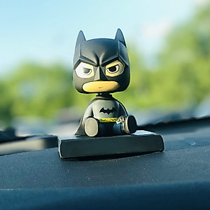 ITUBLE Car Dashboard Decorations Funny Bobbleheads Figures Anime Car Accessories Interior for Men Women Boys Bobble Head Car Dash Board Decor Black Home Desk Ornaments Charm with Phone Holder