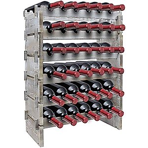 Sorbus® Wood Wine Stackable Rack 6 Tier — Rustic Style Wine Racks for Bottles — Perfect for Bar, Wine Cellar, Basement, Cabinet, Pantry, etc. (6-Tier, Grey Wood)