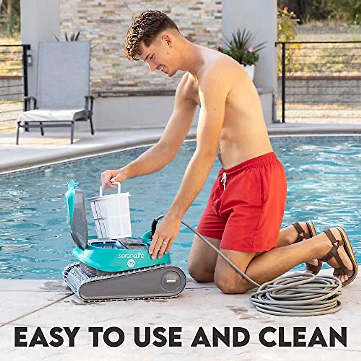 SereneLife - Automatic Robot Pool Cleaner, Pool Cleaning Robot with Three Motors, Wall Climbing, Cleans up to 50ft, Traps and Locks in All Sorts of Dirt and Debris