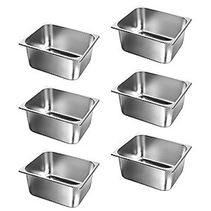 WantJoin 1/2 Half Size Steam Table Pans, 6-Pack 6 Inch Deep Restaurant Steam Table Pans Commercial, Hotel Pan Made of 201 Gauge Stainless Steel