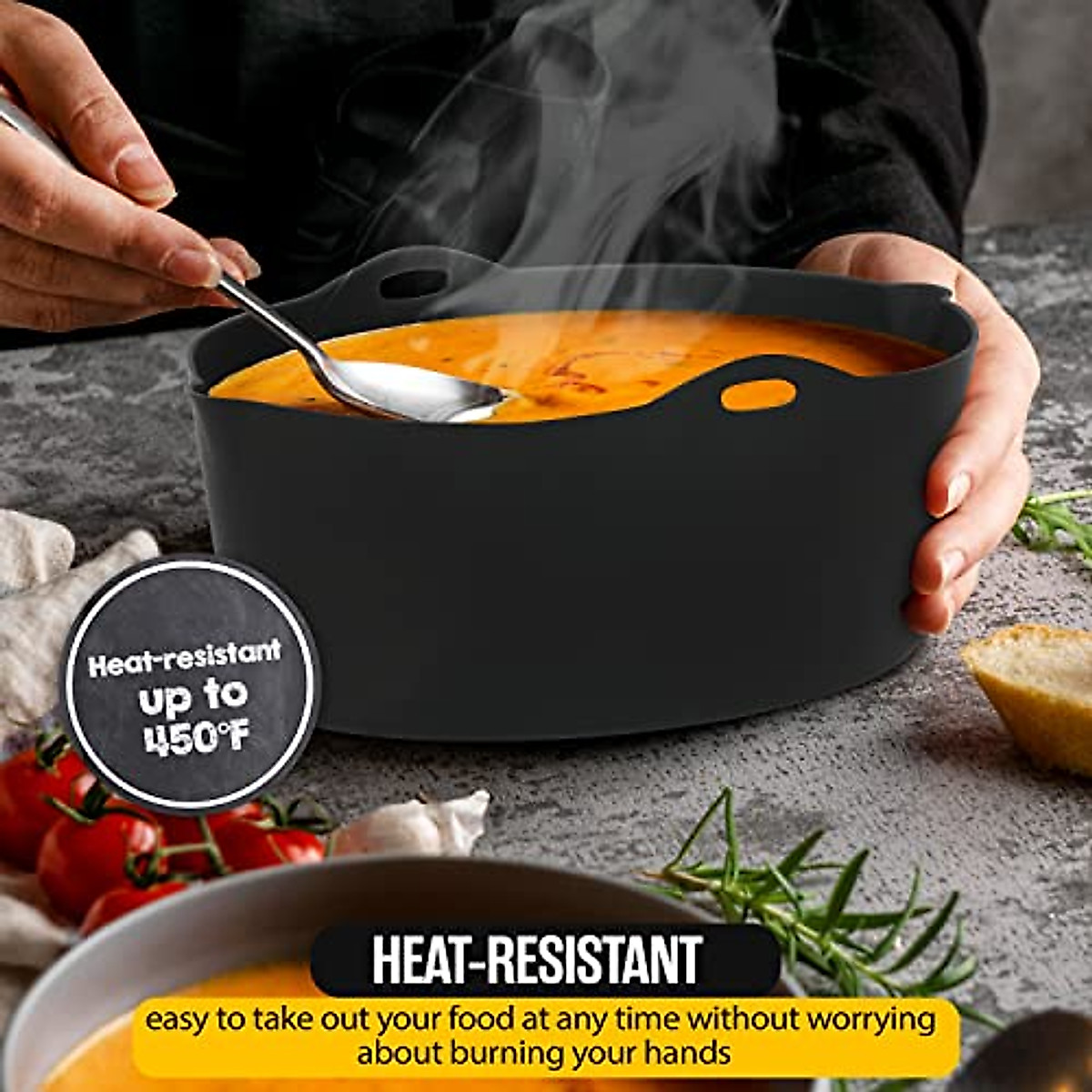 Reusable Silicone Slow Cooker Liners for 7-8 Quart Crock Pot - Easy Clean Oval Shape Silicone Crockpot Reusable Inserts With Lift Handle, Leakproof, Dishwasher Safe