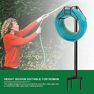 Surprizo Heavy Duty Metal Hose Storage Rack, Black, Sturdy & Waterproof, Freestanding, 45" Total Height, Easy to Install and Move