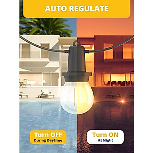 Sunnyload Solar String Lights Outdoor Waterproof, 48ft Solar Powered Lights with Shatterproof 15+1 G40 LED Bulbs, USB Rechargeable 4 Modes Dimmable for Balcony Patio Garden
