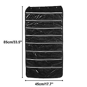 56 Pockets Large Zippered Dual Sided Jewelry Hanging Organizer Necklace Earrings Bracelets Rings Accessories Storage Bag Wall Mounted Door Cabinet Hanger Holder Clear Pouch Display Foldable for Travel