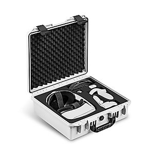 DEVASO Hard Carrying Case for Meta Quest 2/Oculus Quest 2 VR Gaming Headset & Elite Strap & Link Cable 16FT Waterproof Travel Case Compact Design Carrying Case for Meta Quest 2 Accessories