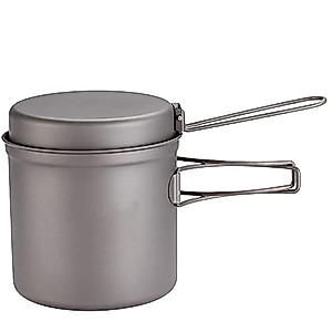 TWDYC Titanium Pan Pot Outdoor Camping Hiking Cookware Backpacking Cooking Picnic Bowl Pot Pan Set with Folded Handle