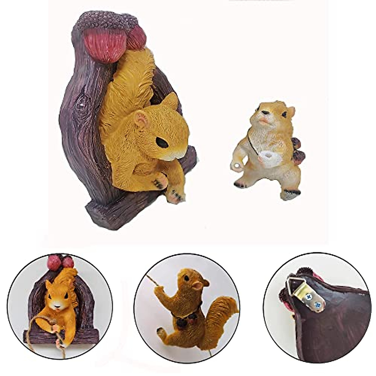Etlemonde Climbing Squirrel Statue Outdoor Garden Pendant Decoration Tree Hugger Yard Decoration Whimsical Art Resin Statue Sculpture