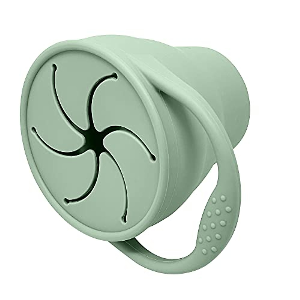 BraveJusticeKidsCo | Snack Attack Cup Collapsible Silicone Container Toddler and Baby Catcher Lid (Mint Green)