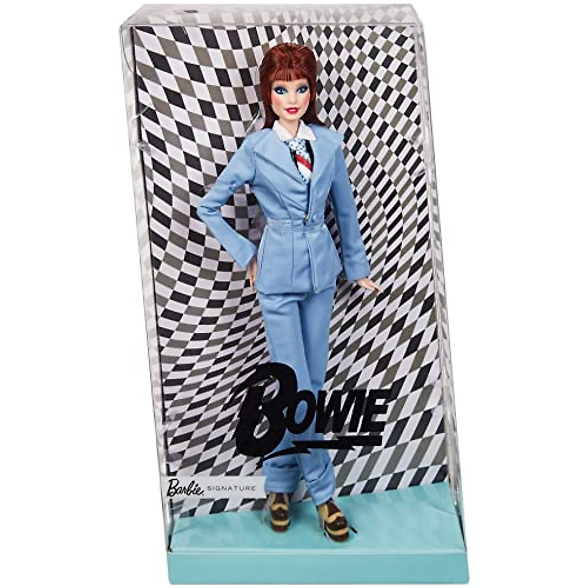 Barbie Signature David Bowie Doll (11.5-in, Red Hair) Posable, Wearing Blue Suit, with Doll Stand and Certificate of Authenticity, Gift for Collectors