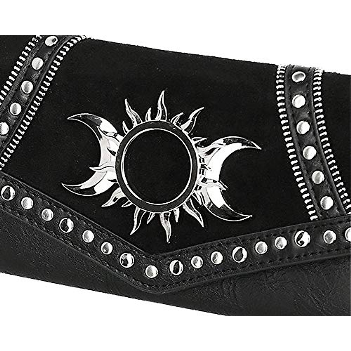 Restyle Triple Goddess Sun and Moon Gothic Tri-Fold Wallet, Faux Leather, Black