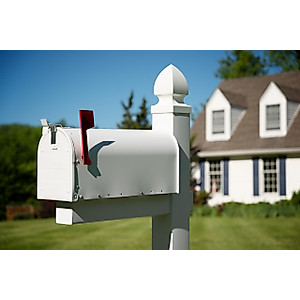 Architectural Mailboxes Admiral Aluminum Post Mount Mailbox, Compatibility Code A, ADM11WAM, Textured White, Medium Capacity