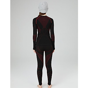 SEARIPE Women Thermal Underwear, Ski Base Layer - Long Sleeve Compression Tops & Long Johns Bottom Sets Quick Drying (SE111,W-BK,XS)
