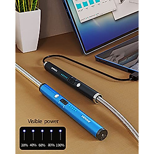 VEHHE Candle Lighter, 2 Pack Rechargeable Electric Lighter with LED Battery Display Safety Switch, Flexible Neck USB Lighter for Candles Camping Grill Gas Stoves Cooking (Black and Blue)