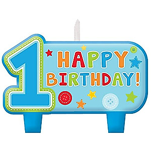 Amscan One Wild Boy 1st Birthday Candle Set, Medium, Blue