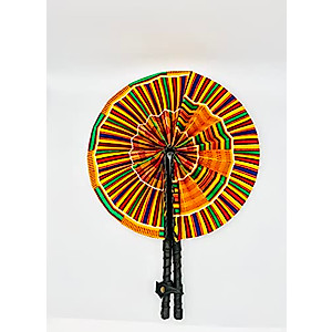Shophaven African Fan 2, African Ankara Print Fan, Ankara Handheld Fan, Afrocentric Foldable Fan, African Kente Print Fan