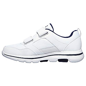 Skechers Men's Gowalk-Athletic Hook and Loop Walking Shoes | Two Strap Sneakers | Air-Cooled Foam, White/Navy, 13