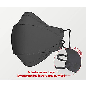 CleanTech (Pack of 10 [EverGreen CleanTop] (Adjustable Strap) 4-Layers Premium Filters (KF94 Certified) Face Mask Protective Disposable Safety Dust Covers (Adults) Individual Packaged - Black Large