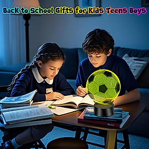Linkax Easter Basket Stuffers for Teens Boys, Soccer Gifts for Boys, Easter Gifts for Kids Toys for Ages 8-13, Soccer Ball 3D Illusion Lamp, 8 9 10 11 12 Year Old Birthday Presents Room Decor