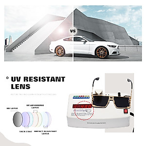 Highyou Oversize Sunglasses Mens Trendy Womens Retro Metal Shades Designer Fashion (Gold frame/black lenses)