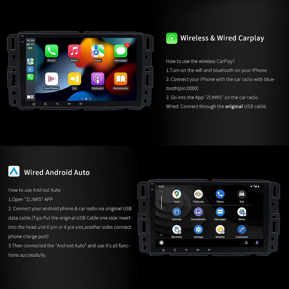 2023 New Android 12 Replacement Radio for Chevy Silverado GMC Acadia Buick Enclave Car Stereo,Bruynic 8" IPS Touchscreen Head Unit With Car Play, Android Auto & Mirroring Come with a AHD Backup Camera