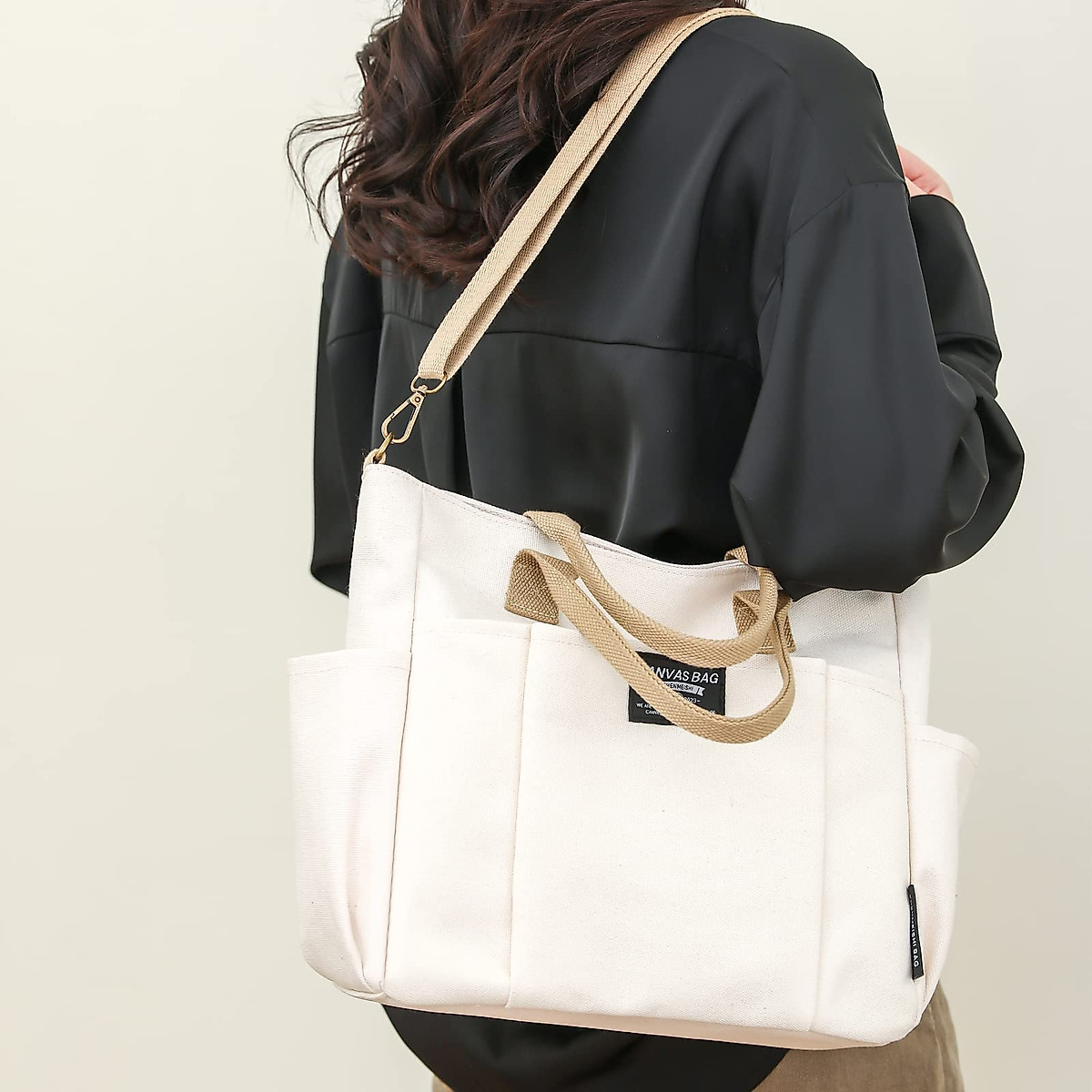 Tote Bag with Zipper Tote Bag for Women Canvas Crossbody Bag Shoulder Bag Satchel Hobo Bag Messenger Bag Gym Bag Tote Bag Traveler Handbag