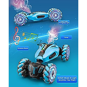 Gesture Rc Car,1:12 4WD 2.4G Hand Controlled Rc Car With Spray, All Terrain Remote Control Car For Boys 8-12,Toys For 7 8 9 10 11 12 Year Old Boys/Girls, Gift Ideas Birthday Chirstams RC Truck-Blue