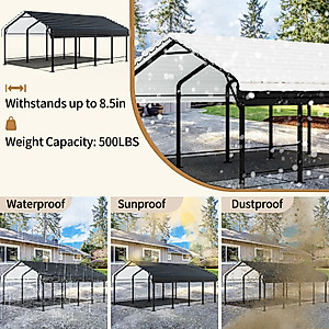 JY QAQA 12 x 20 ft Metal Carport, Heavy Duty Carport Canopy with Galvanized Steel Roof, Outdoor Car Tent Metal Garage Shelter for Car, SUV, Trucks and Boats