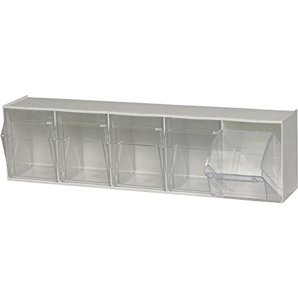 Quantum Storage Clear Tip Out Storage Bin - 5 1/4in. x 23 5/8in. x 6 1/2in. Size, White, 5-Bin System