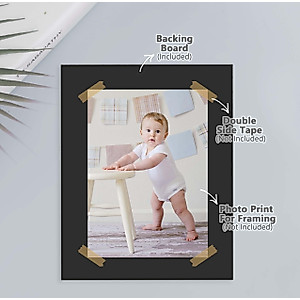 Somime 12 Pack Backing Boards Only - 8x10 Uncut Black Mats Matboards, Acid Free Backerboards, Ideal for Photos/Pictures/Prints/Frames/Arts
