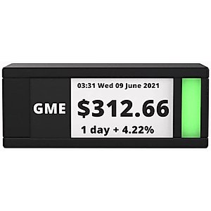 TickrMeter - A Stock Ticker Display for Home and Office - Features: Portfolio Playlist, Stock Alerts, Crypto Currencies, E-Ink Screen, Stackable Design, WiFi Connected, Track Positions
