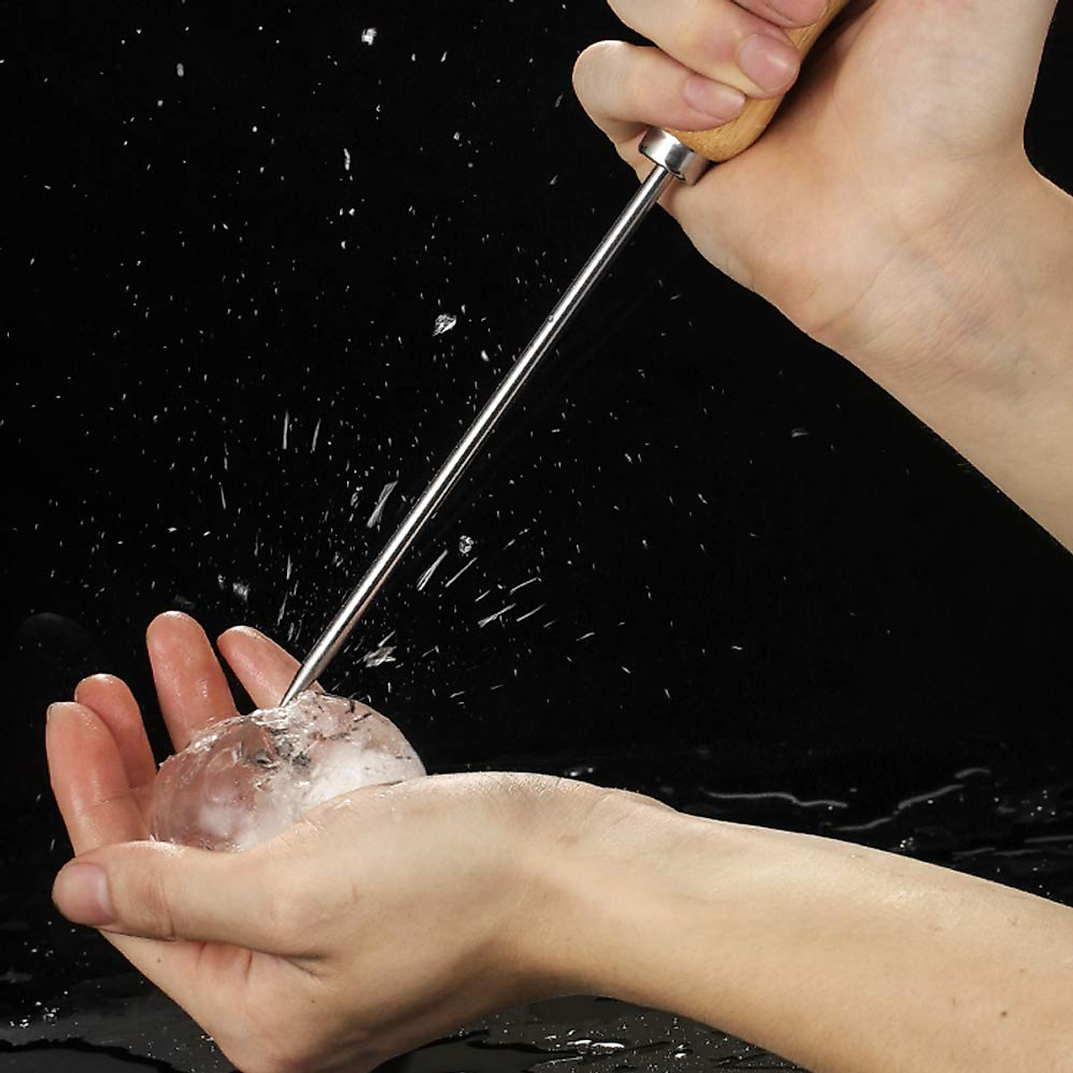 Fireboomoon 3 Pack Stainless Steel Ice Pick with Safety Wooden Handle for Home Kitchen Restaurant Bar(8.5 Inches)