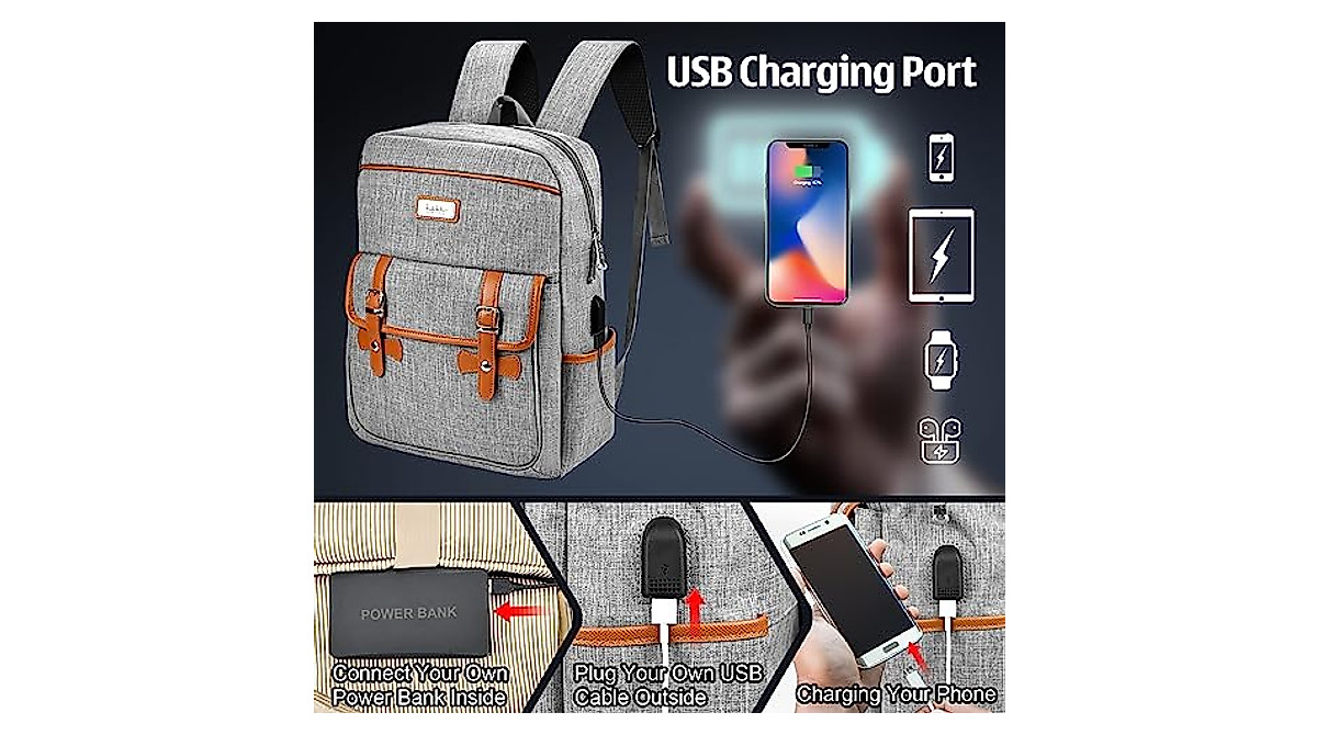 Nicole Miller Travel Laptop Backpack - Anti Theft & USB Port