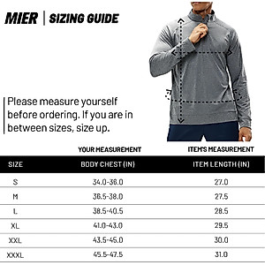 MIER Men's Quarter Zip Long Sleeve Pullover Shirts Golf Hiking Running Performance UV Top, Lightweight Brushed Back Fleece (Heather Grey, Small)