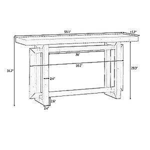 Hlcodca Contemporary Console Table with Industrial-Inspired Concrete Wood Top, Wood Legs, Extra Long Entryway Table for Entryway, Hallway, Living Room, Foyer, Corridor (Gray)